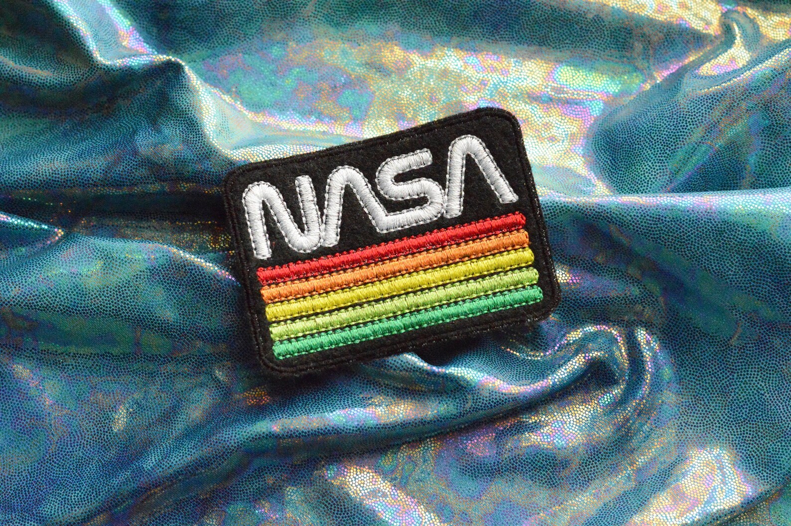 Retro Nasa Worm Logo Rainbow Patch - Iron on Patch - Etsy