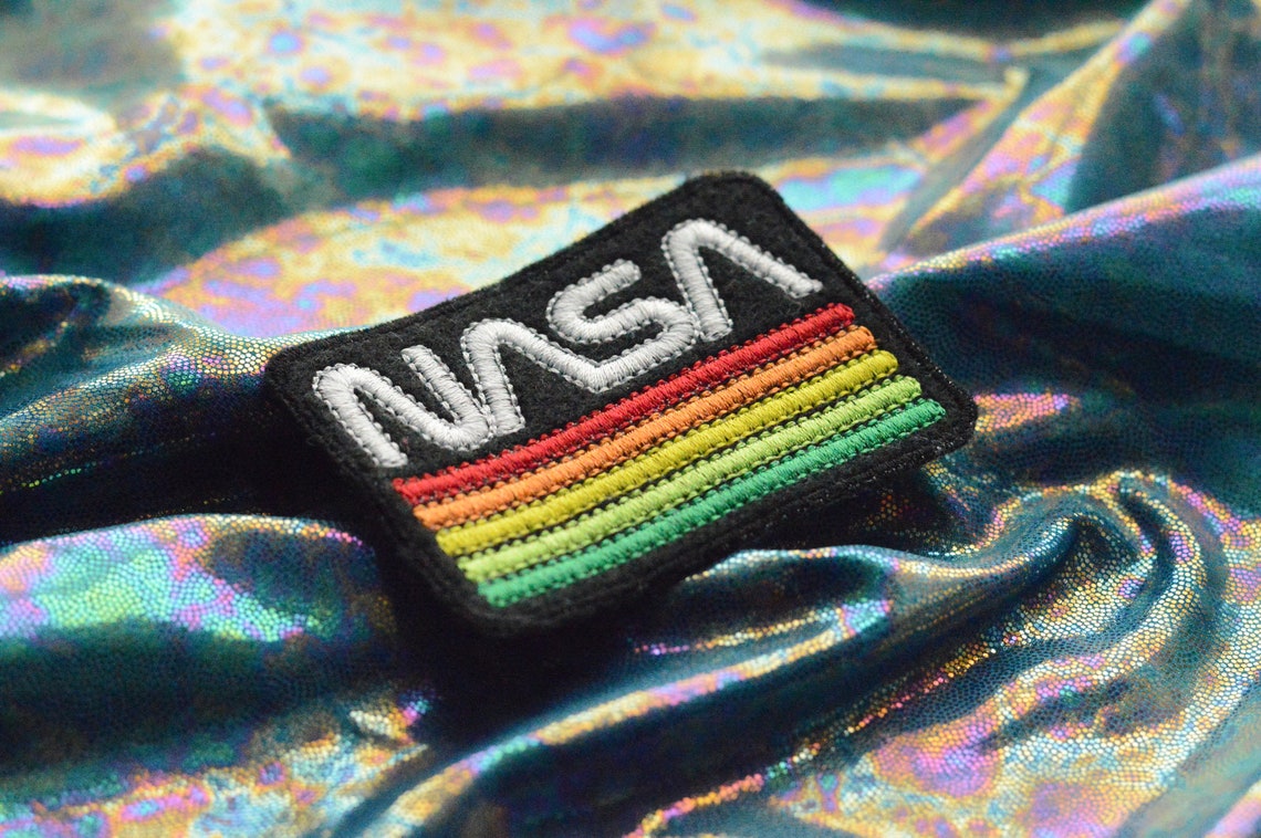 Retro Nasa Worm Logo Rainbow Patch - Iron on Patch - Etsy