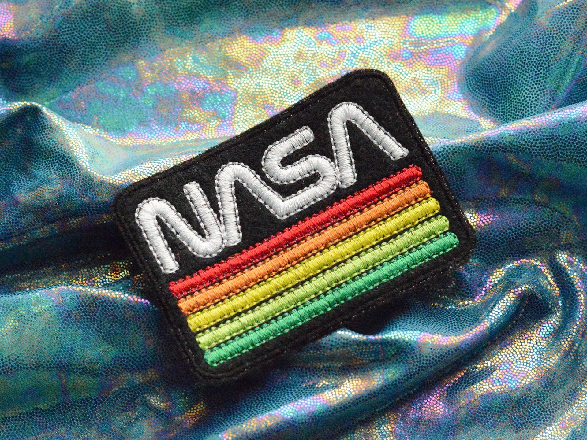 Retro Nasa Worm Logo Rainbow Patch - Iron on Patch - Etsy