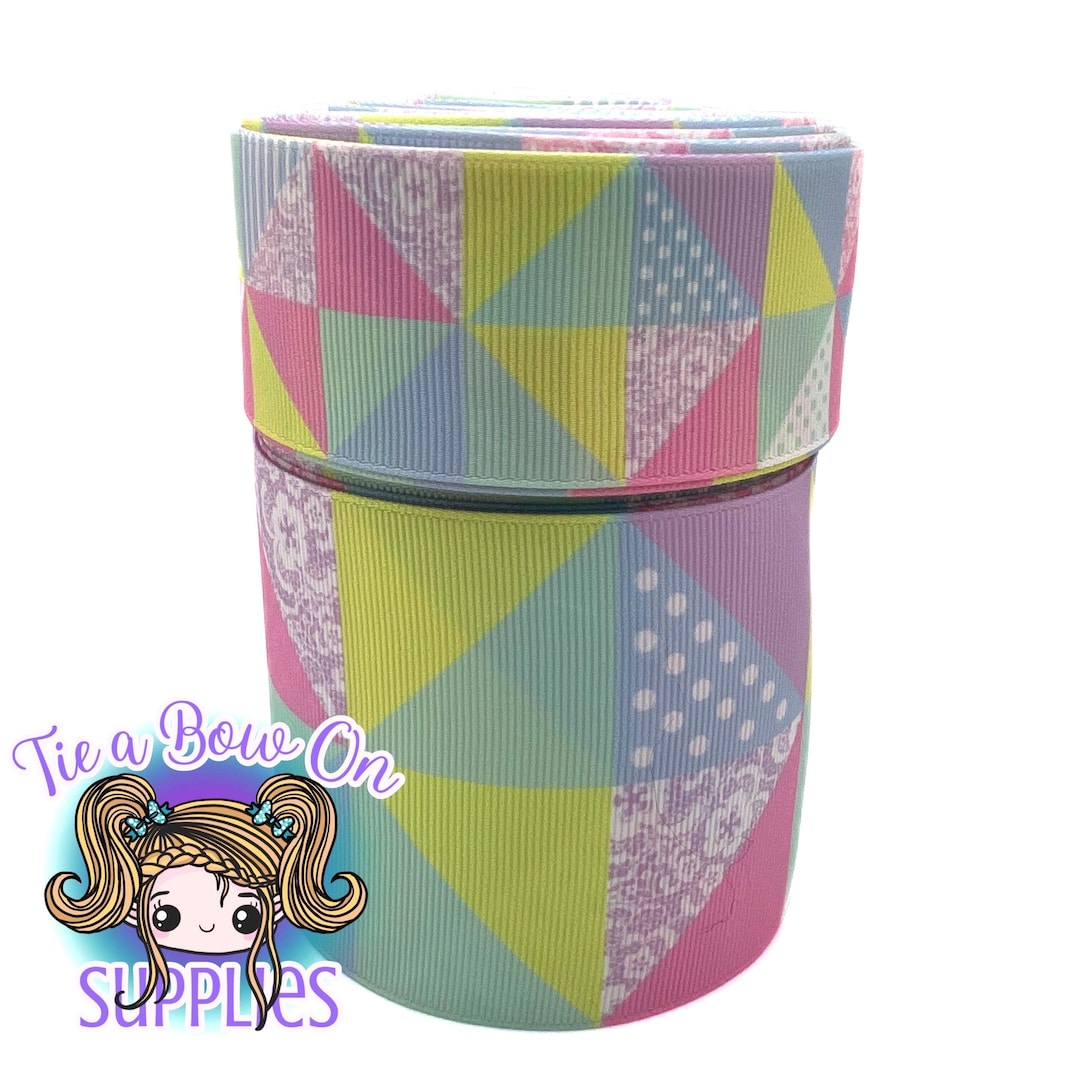 Pastel Pinwheel Quilt Pattern Ribbon | 1.5" or 3" USDR Single-sided ...