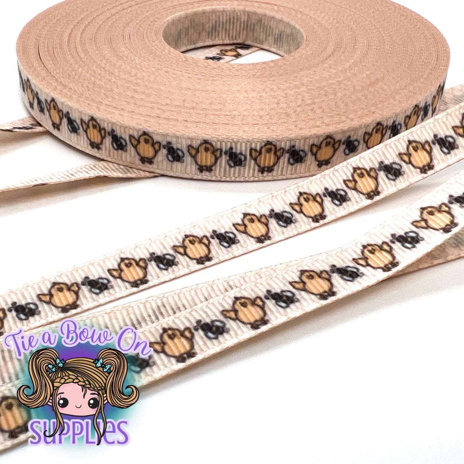 Chickens, Chicks, Roosters Ribbon | 3/8" or 1.5" Double-sided Grosgrain ...