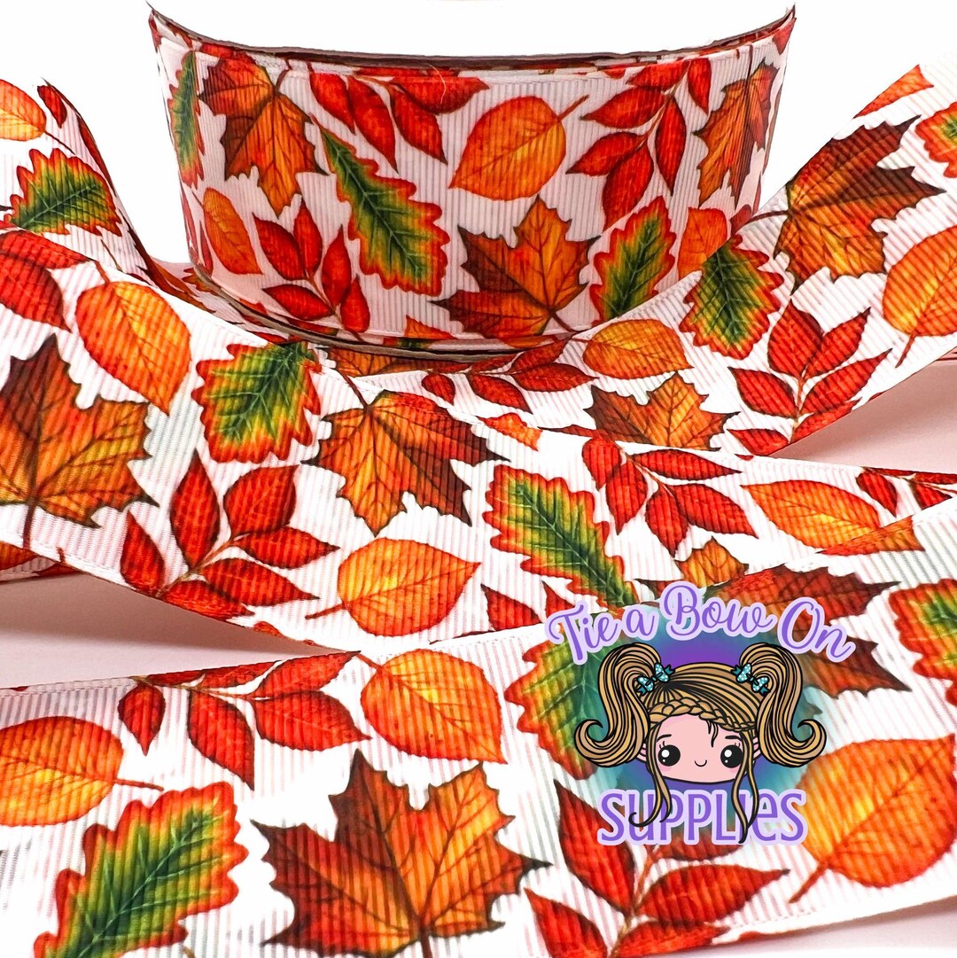 Fall Leaves Ribbon | 3/8" or 1.5" USDR Double-sided Fall Leaves ...