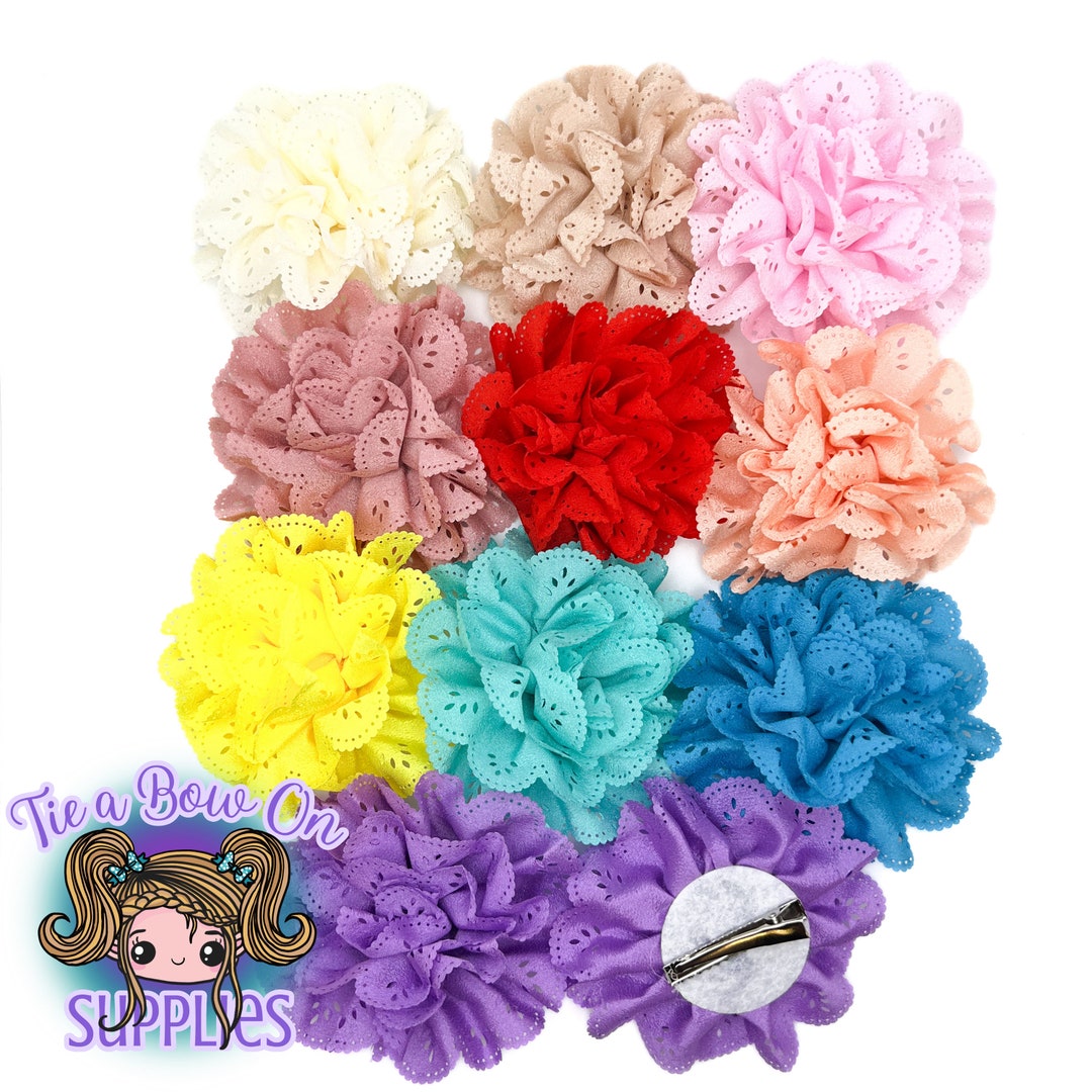 Eyelet Lace Flowers on A Clip | You Choose Your Colors | Hair Flowers ...