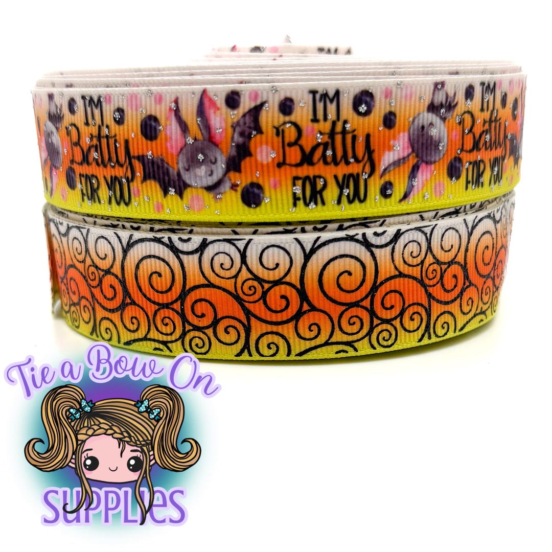 I'm Batty for You Ribbon and Matching Ombre | 7/8" USDR Yellow Orange ...