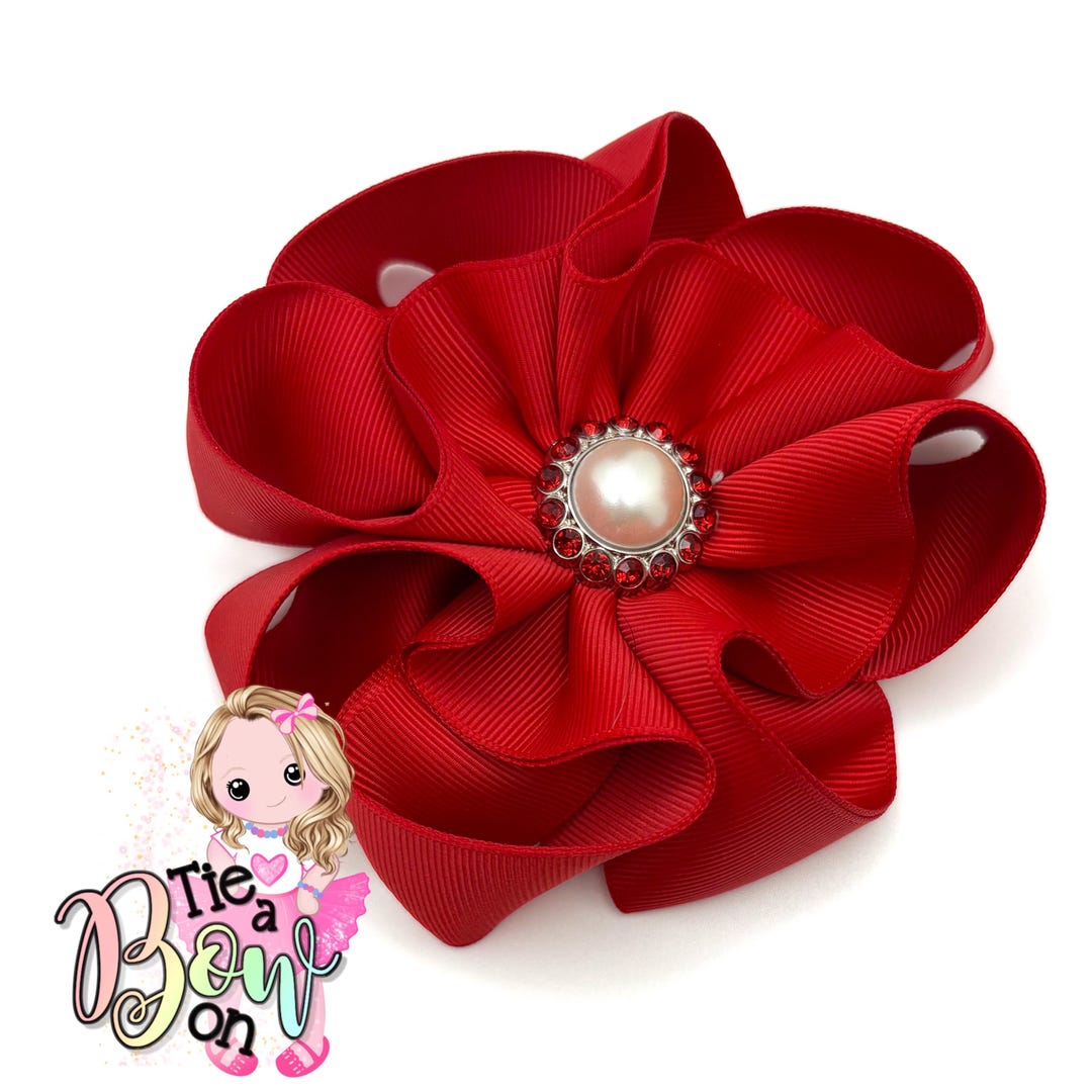 Red Octopus Boutique Hair Bow | Girl's Accessories | Holiday Hair Bow ...