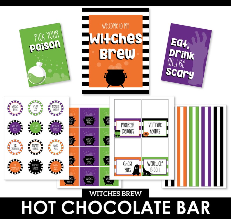 Halloween Hot Chocolate Bar - Witches Brew - Printable Kit - INSTANT ...