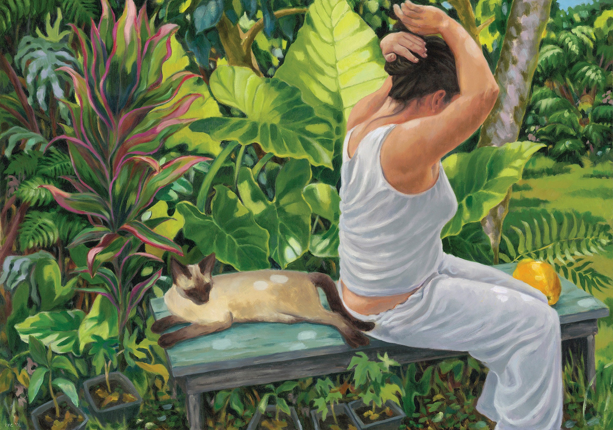 TRANQUIL TROPICAL BACKYARD Scene - Print of Original Painting by Hawaii ...