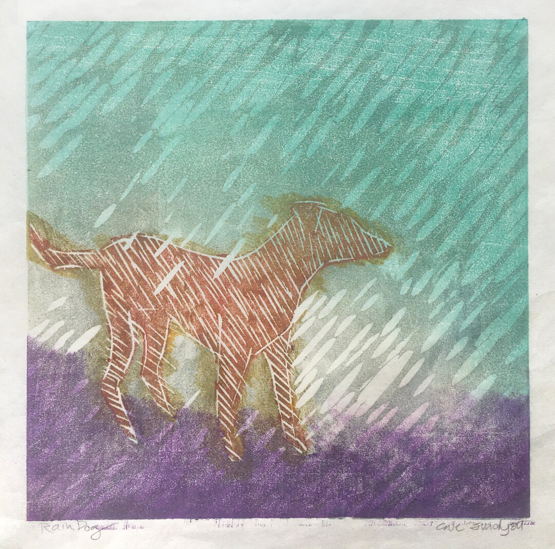 RAIN DOG Original Wood Block Print, Japanes Moku Hanga Technique by ...