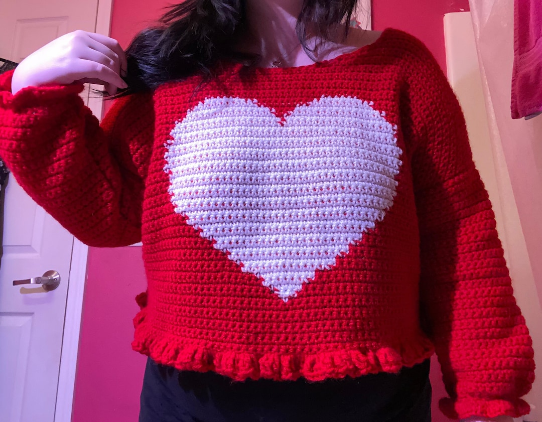 Cropped Heart Sweater Crochet PATTERN ONLY - Etsy