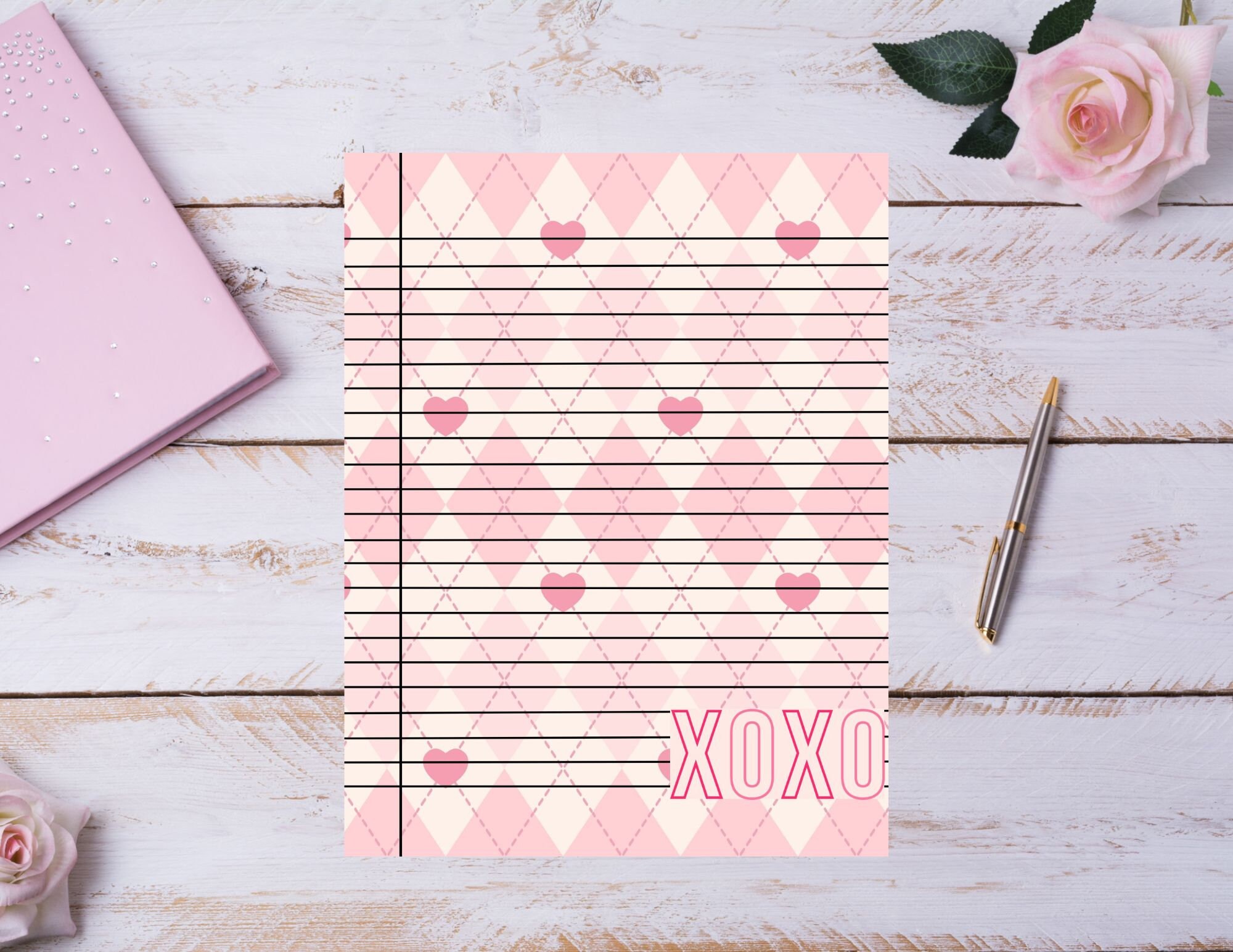 Valentine's Printable Lined & Unlined Paper, Valentine's Stationary - Etsy