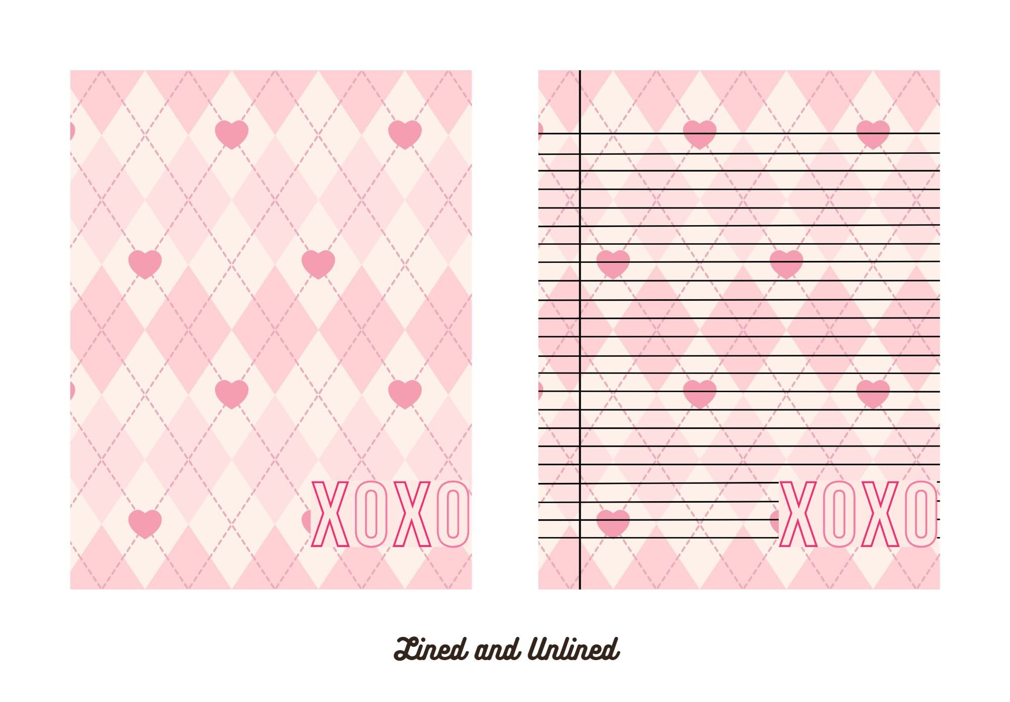 Valentine's Printable Lined & Unlined Paper, Valentine's Stationary - Etsy