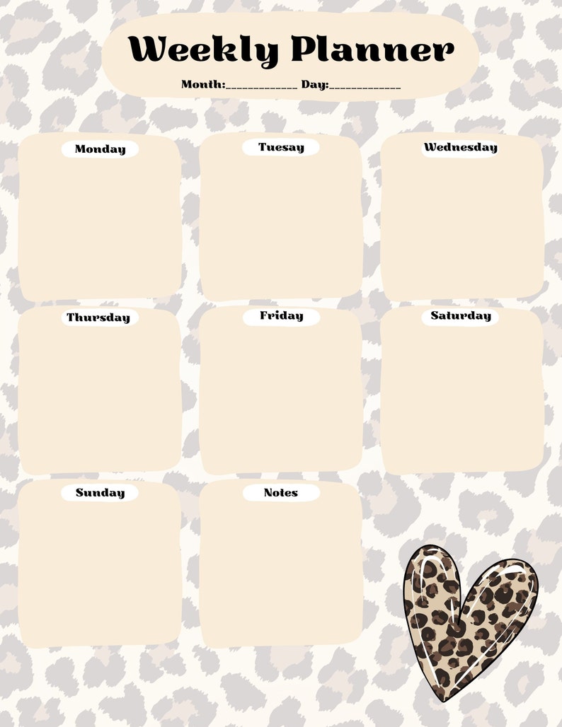 Leopard Print Lova Printable Weekly & Monthly Planner- 2 Sizes - Etsy