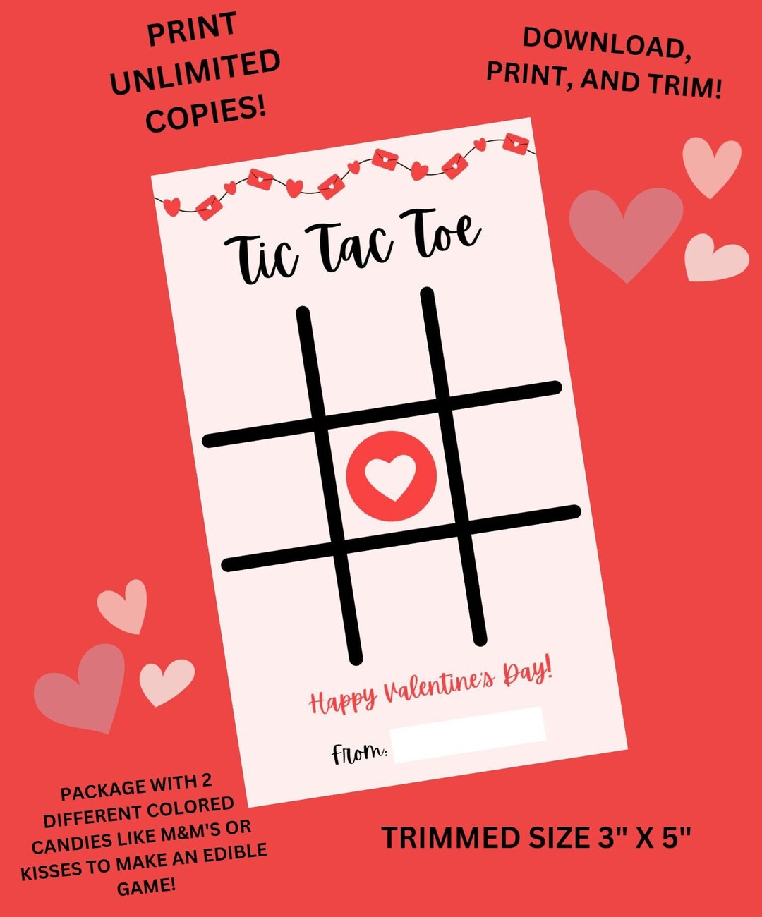 Valentine's Day Tic Tac Toe Printable Game, Instant Download - Etsy
