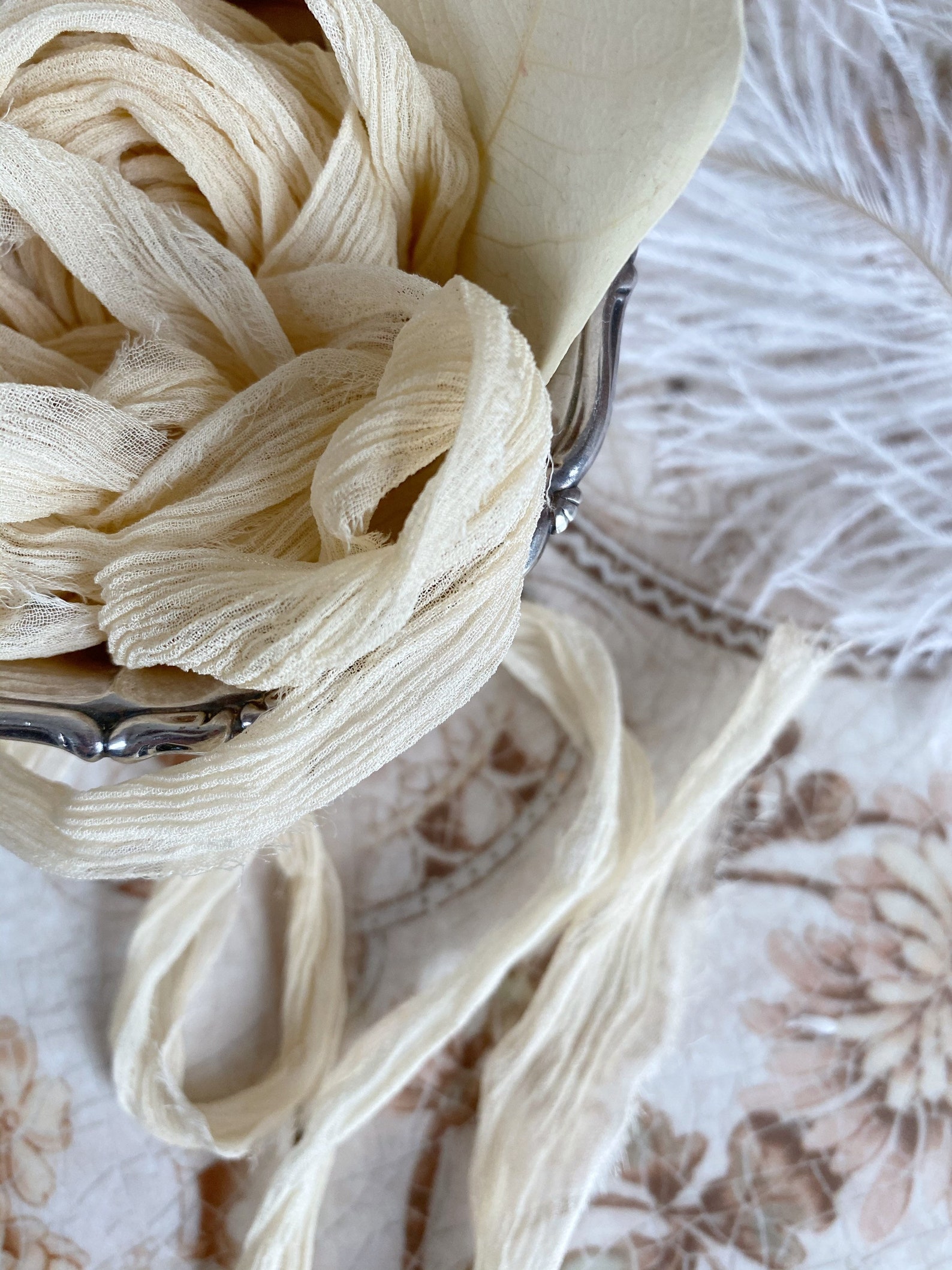 CREAM Delicate Ribbon Ceremonial Ribbon Boho Ribbon Compressed | Etsy