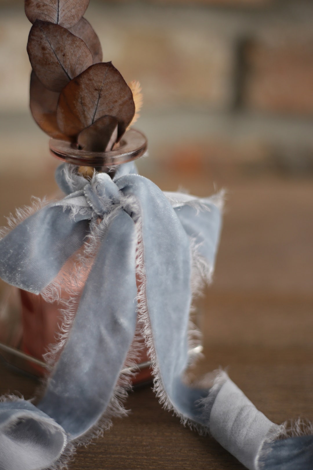 Blue Velvet Ribbon / Silk Velvet Ribbon / Hand Dyed and Hand Torn ...