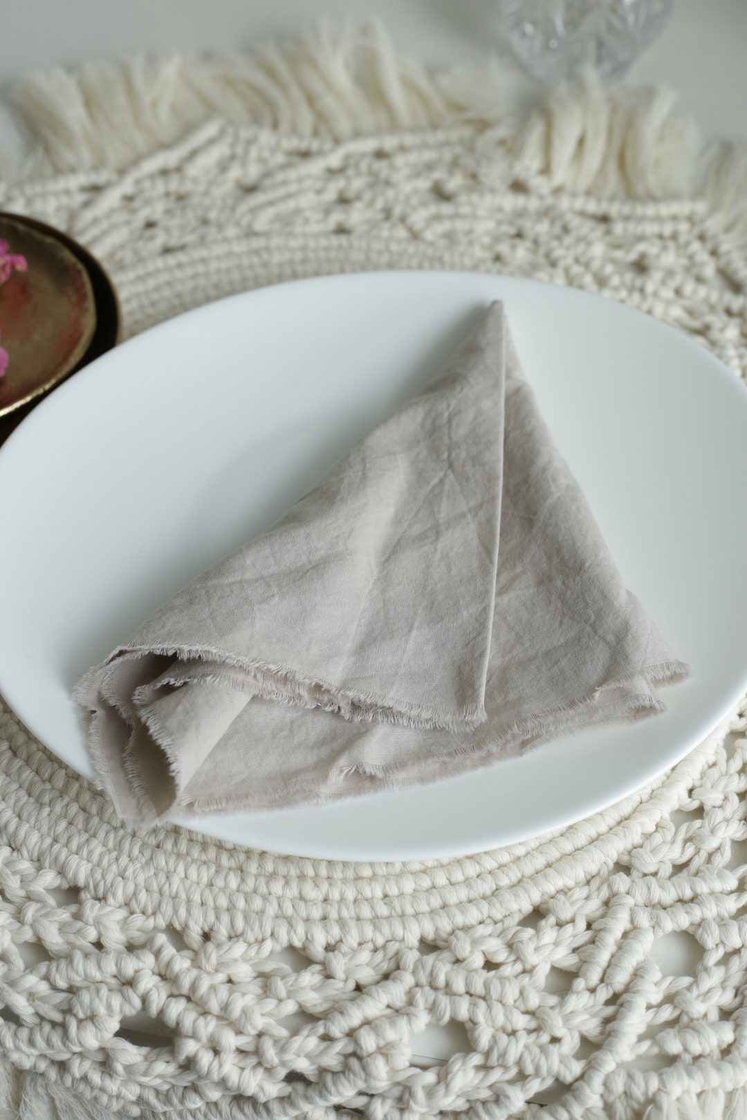 Hand Dyed Cotton Dinner Napkins: Frayed Edge Wedding Decor - Etsy