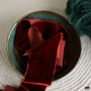 Red Velvet Ribbon / Silk Velvet Ribbon / Hand Dyed Silk Ribbon - Etsy