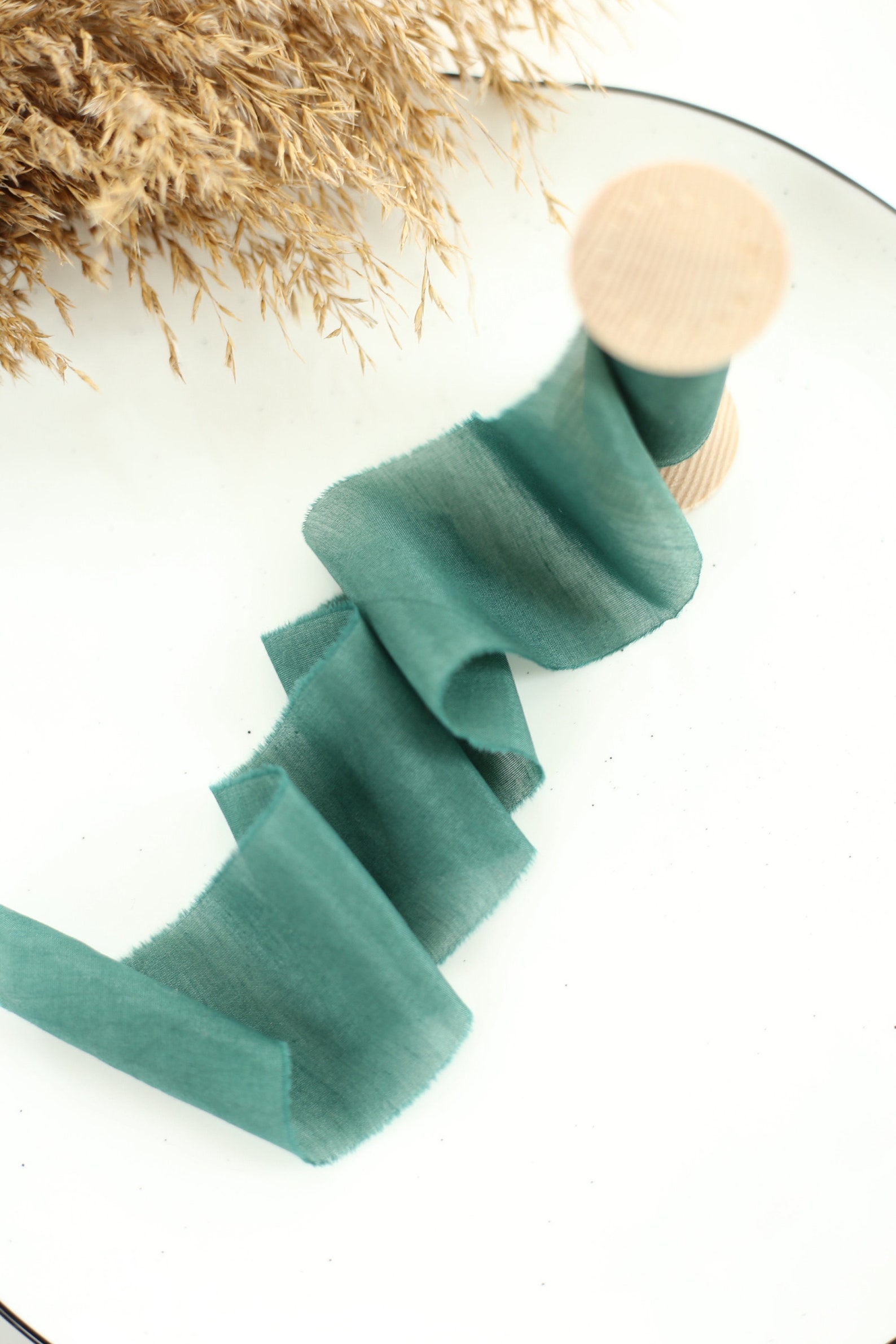 HUNTER GREEN Hand Dyed Silkcotton Ribbon for Bridal Bouquet - Etsy