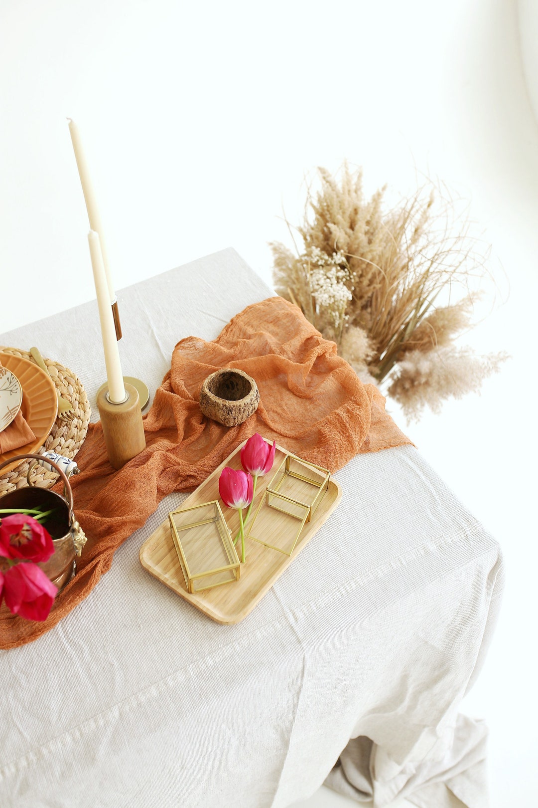 COPPER Gauze Runner / Hand Dyed Eco Decor / Made in Ukraine / Gauze ...