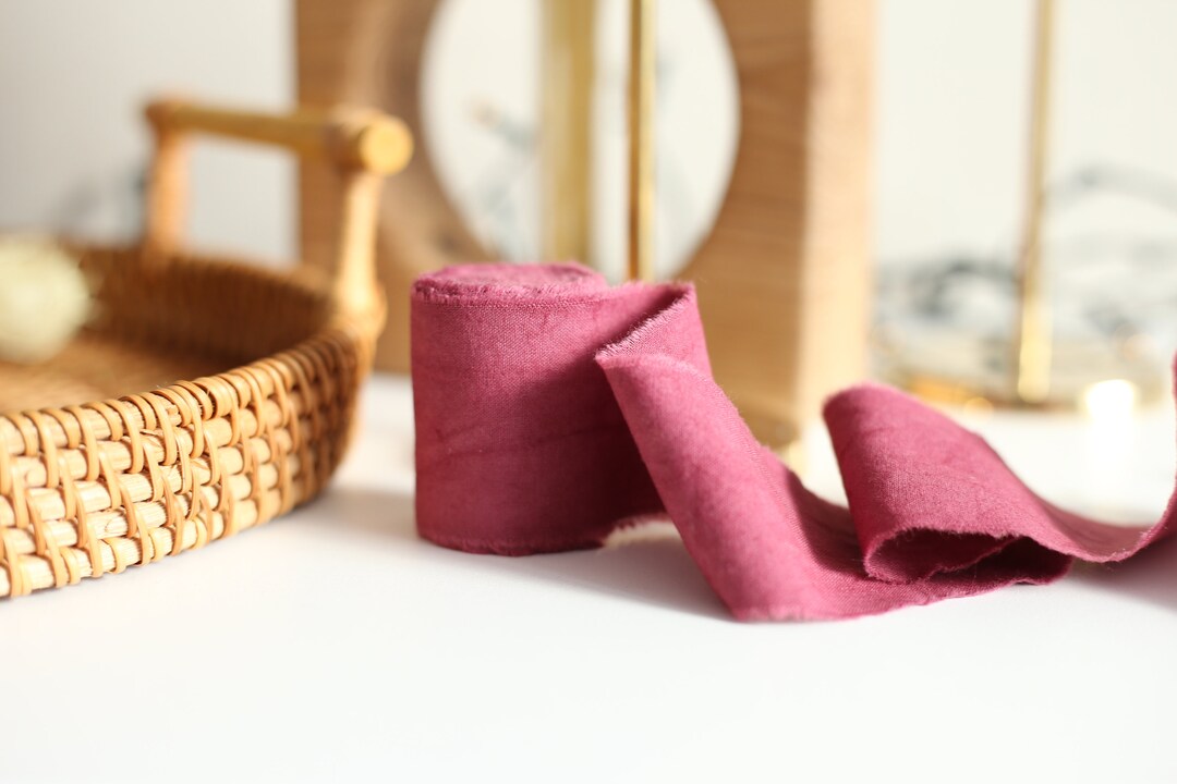 WINE color cotton ribbons for wedding decor / Plant dyed eco-friendly ...