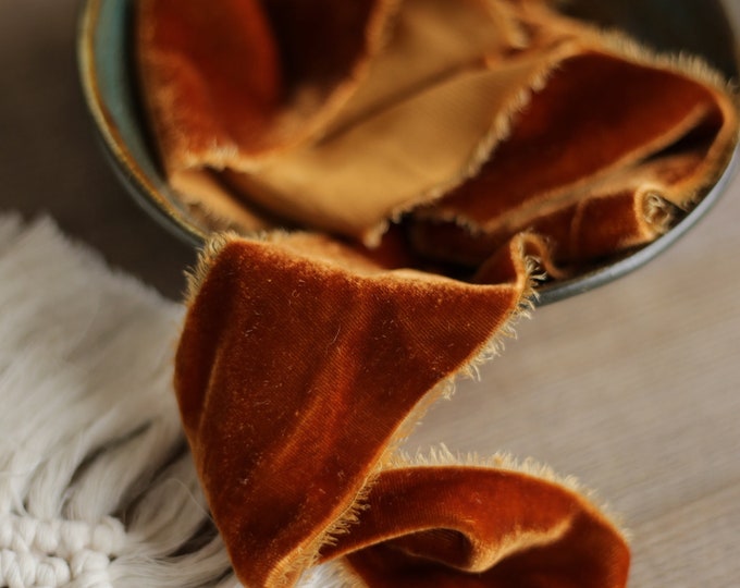 Chestnut Silk Velvet Ribbon - Hand Dyed Silk Velvet Ribbon, Bouquet ...