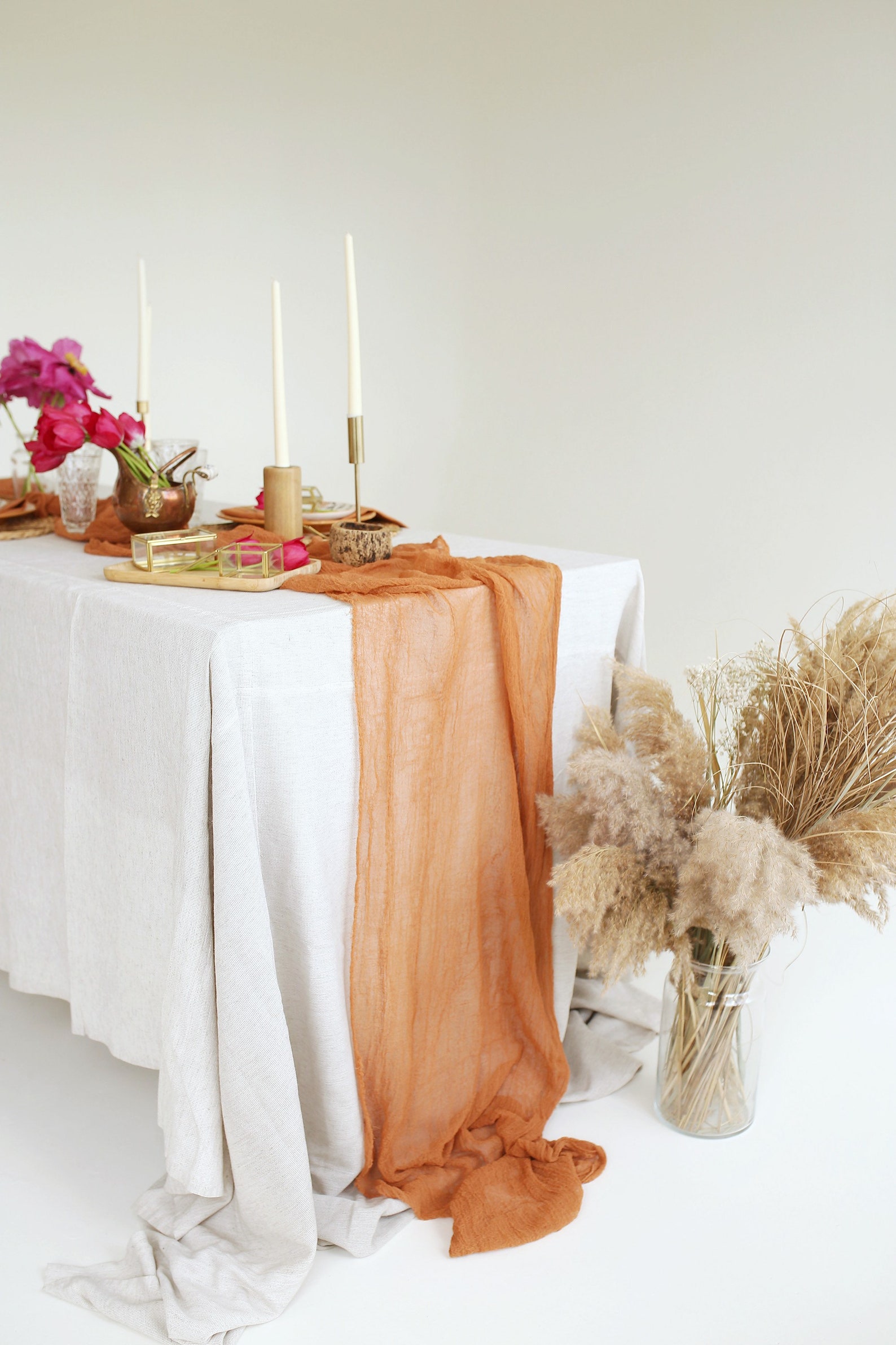 COPPER Gauze Runner / Hand Dyed Eco Decor / Made in Ukraine / | Etsy