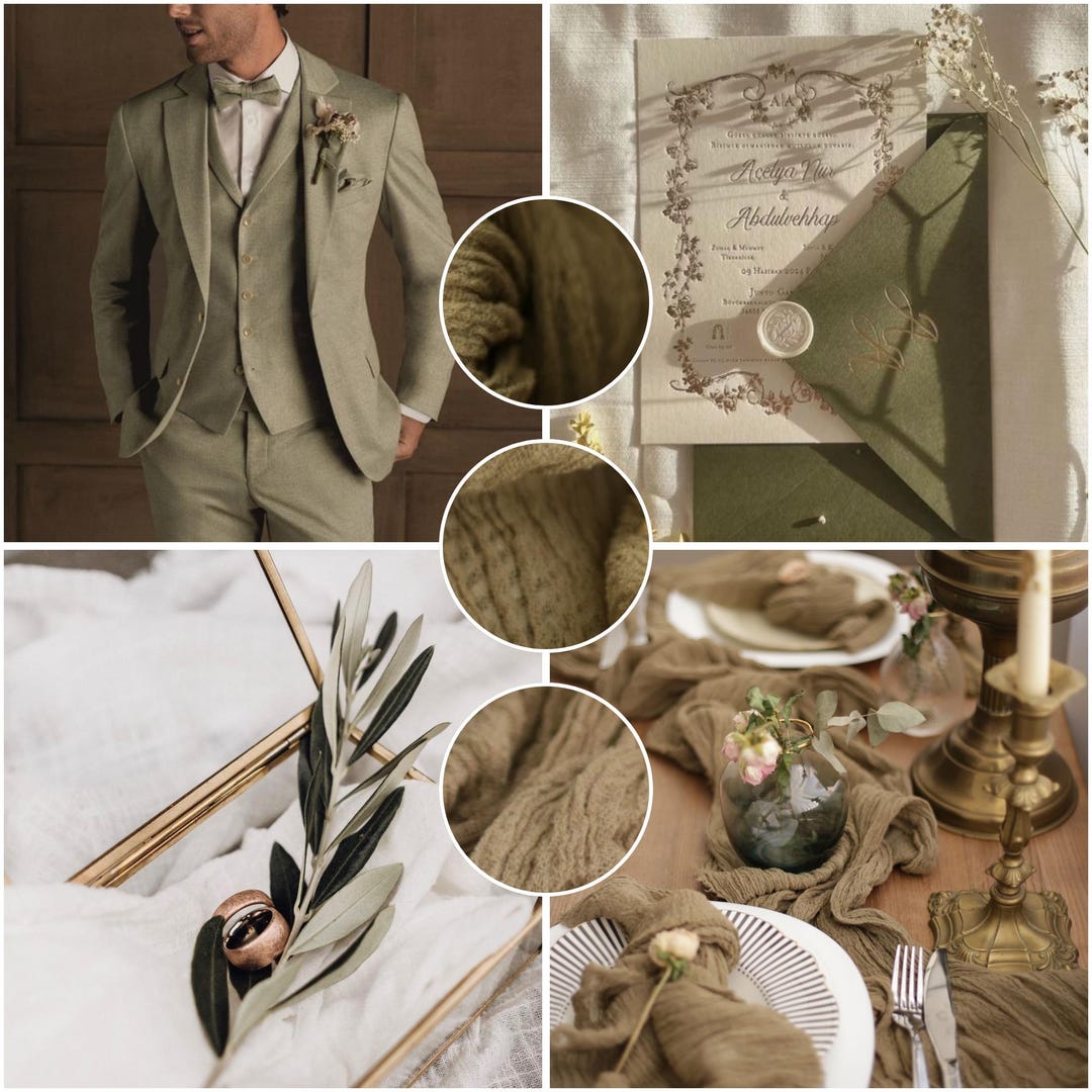 Olive Wedding Color Palette 2026 – Gauze Cheesecloth Table Runner ...