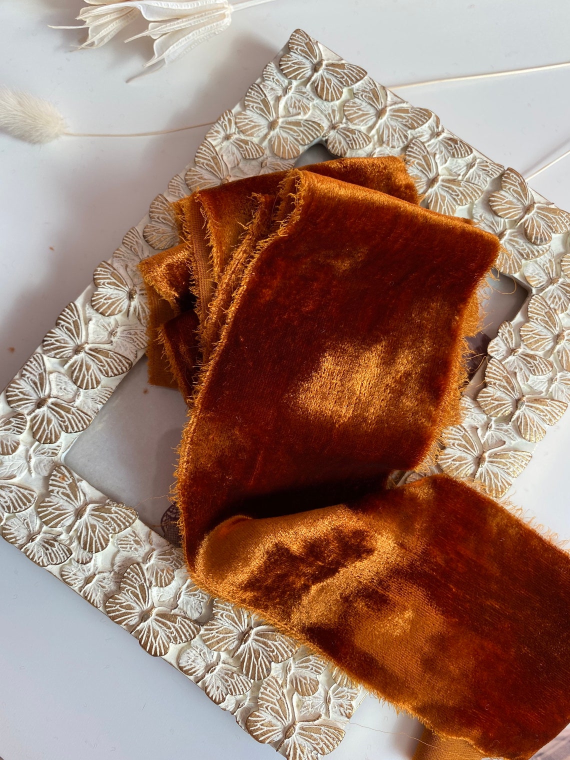 RUST Velvet Ribbon Rust Velvet Bouquet Ribbon Rusty Decor | Etsy