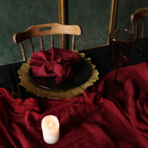 Dispatches From USA / DEEP RED Gauze Runner / Hand Dyed Cheesecloth ...