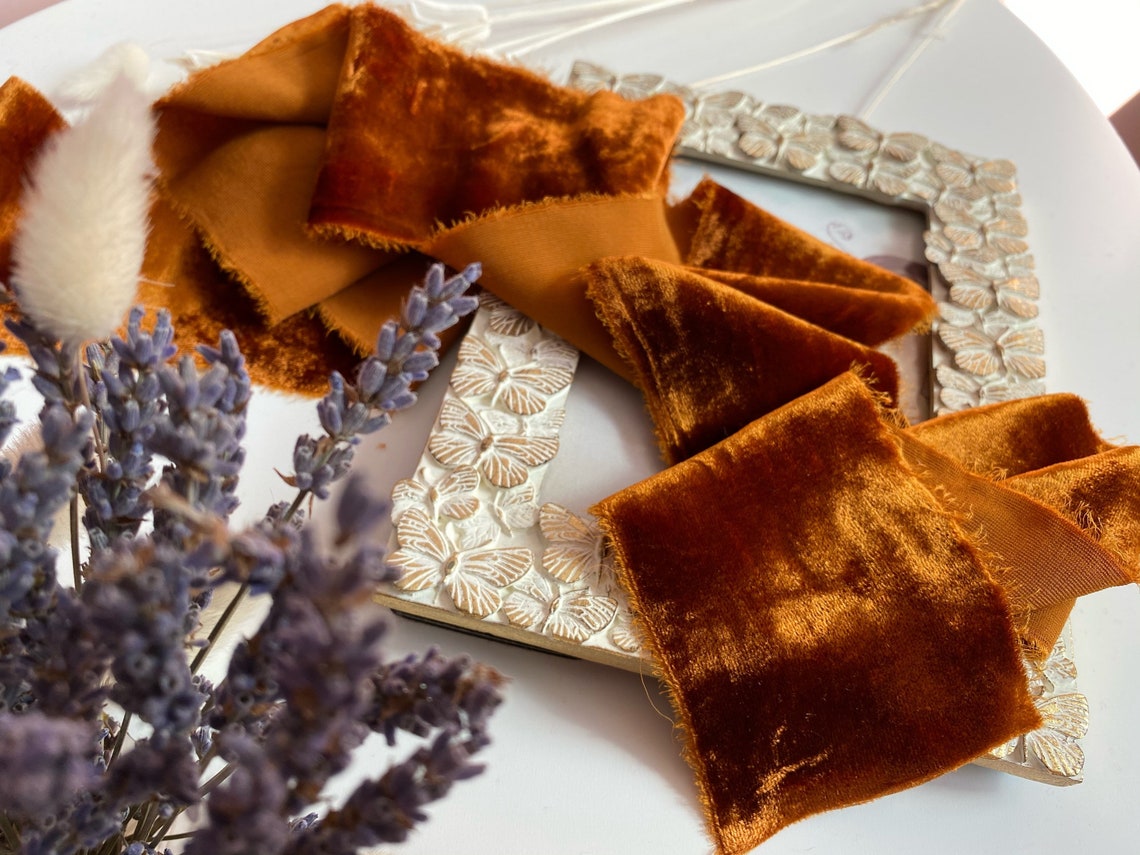 RUST Velvet Ribbon Rust Velvet Bouquet Ribbon Rusty Decor | Etsy