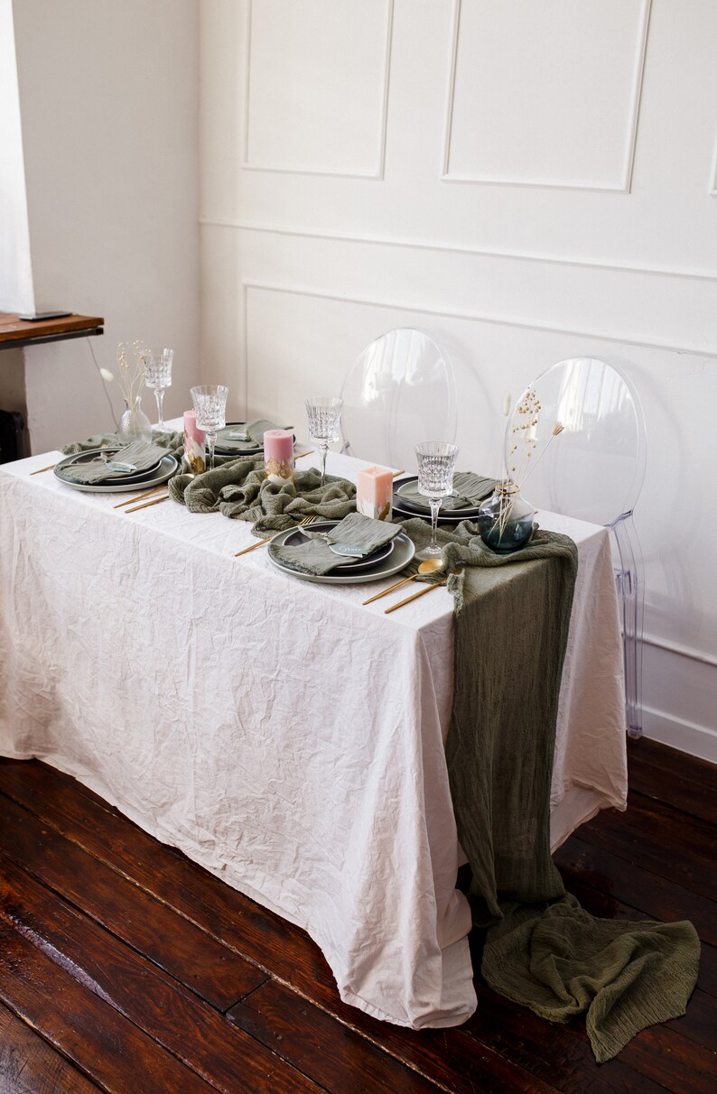 SAGE GREEN Cheesecloth Table Runner / Rustic Wedding - Etsy