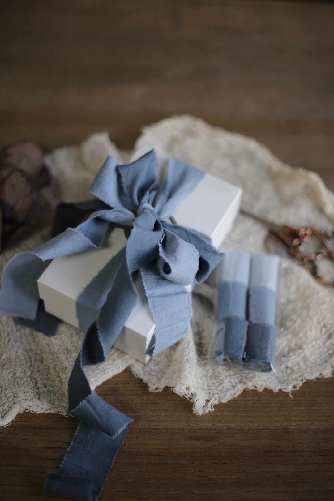 Blue Cotton Ribbon: Hand-torn Frayed Edge Rustic Ribbon - Etsy