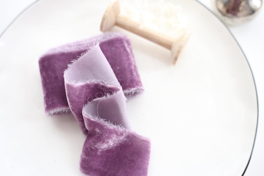 Velvet Ribbon Frayed Velvet Ribbon Hand Dyed Ribbon Eco Friendly Ribbon ...