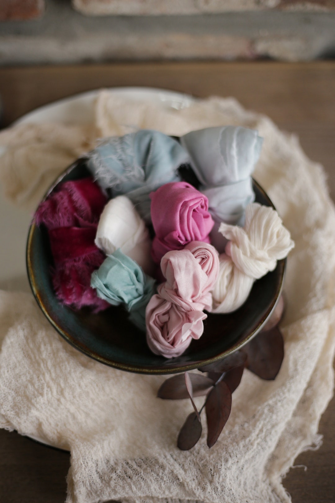 Hand Dyed Silk Ribbon / Hand Torn Ribbon for Bouquet / Silk Fabric ...