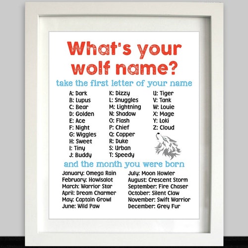 What's Your Wolf Name Printable Instant Download Party | Etsy