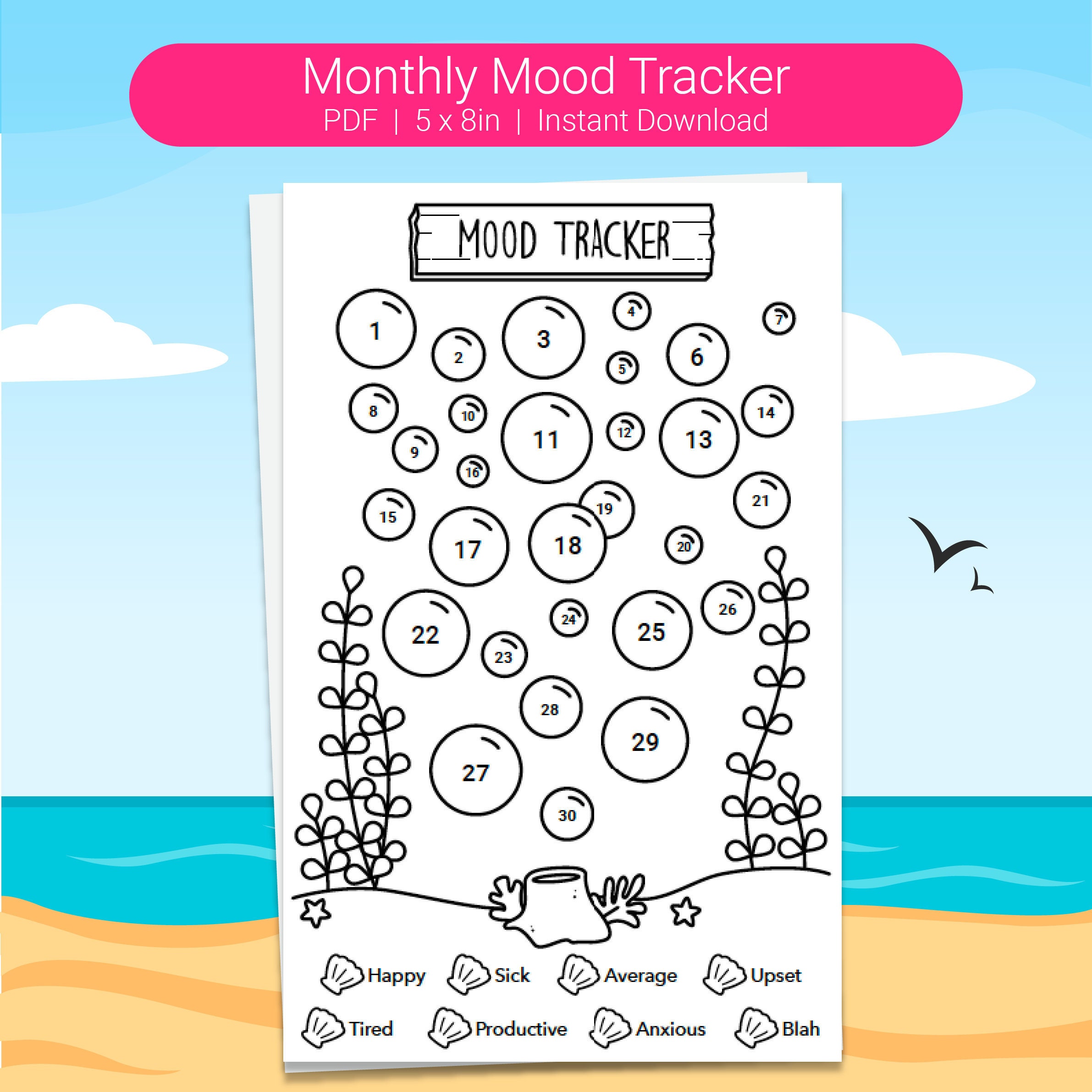 Under the Sea Monthly Mood Tracker - Etsy