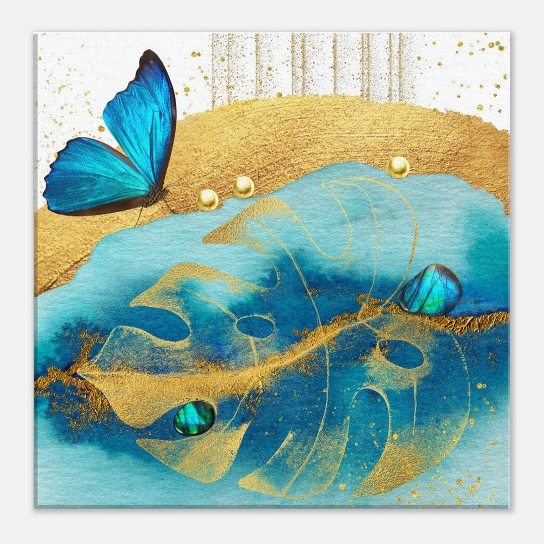 Morpho Butterfly, Turquoise, Teal, Gold, Pearl, Azure, Lapis, Cobalt ...