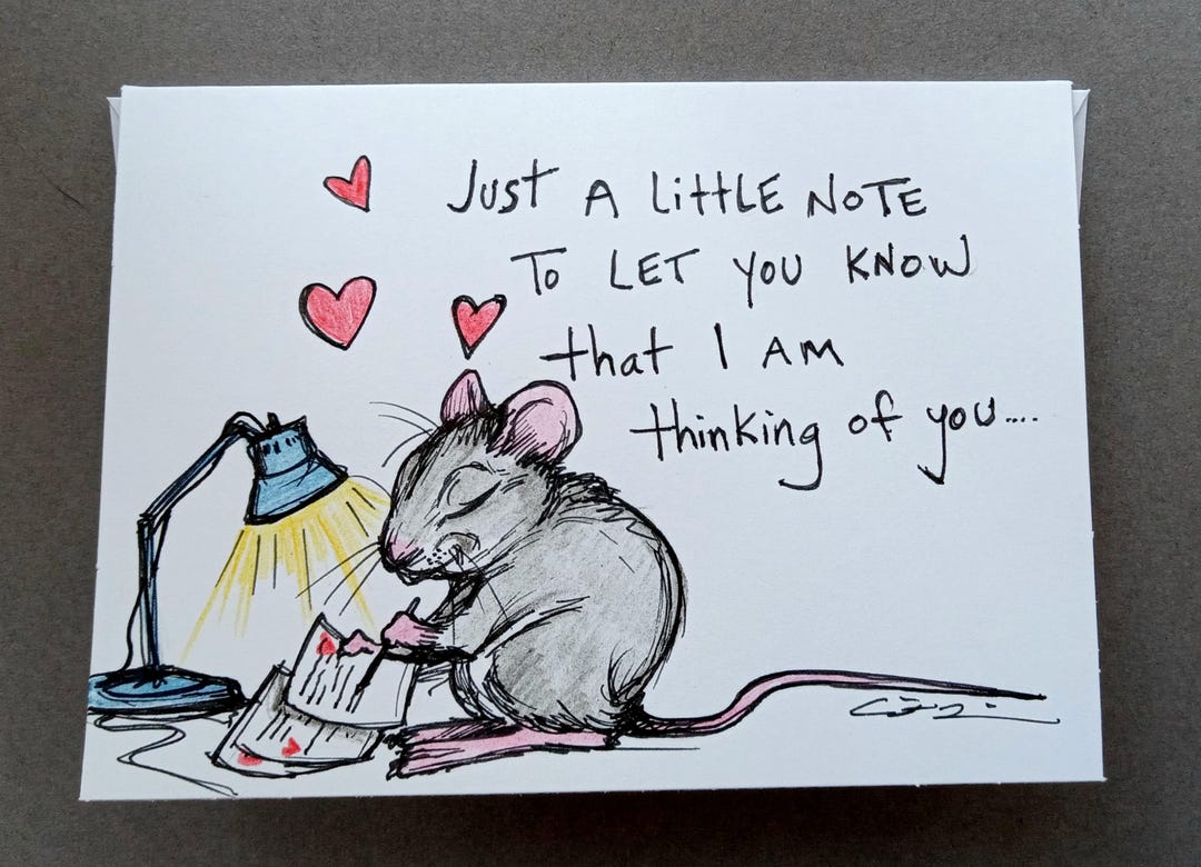 Original Hand Drawn Note Card. Just A Little Note. 4x5.5 Inch. Card ...