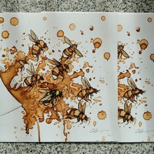 Art Print (UNFRAMED) Coffee Bees. 8x10 Inch Print. Signed, Limited ...