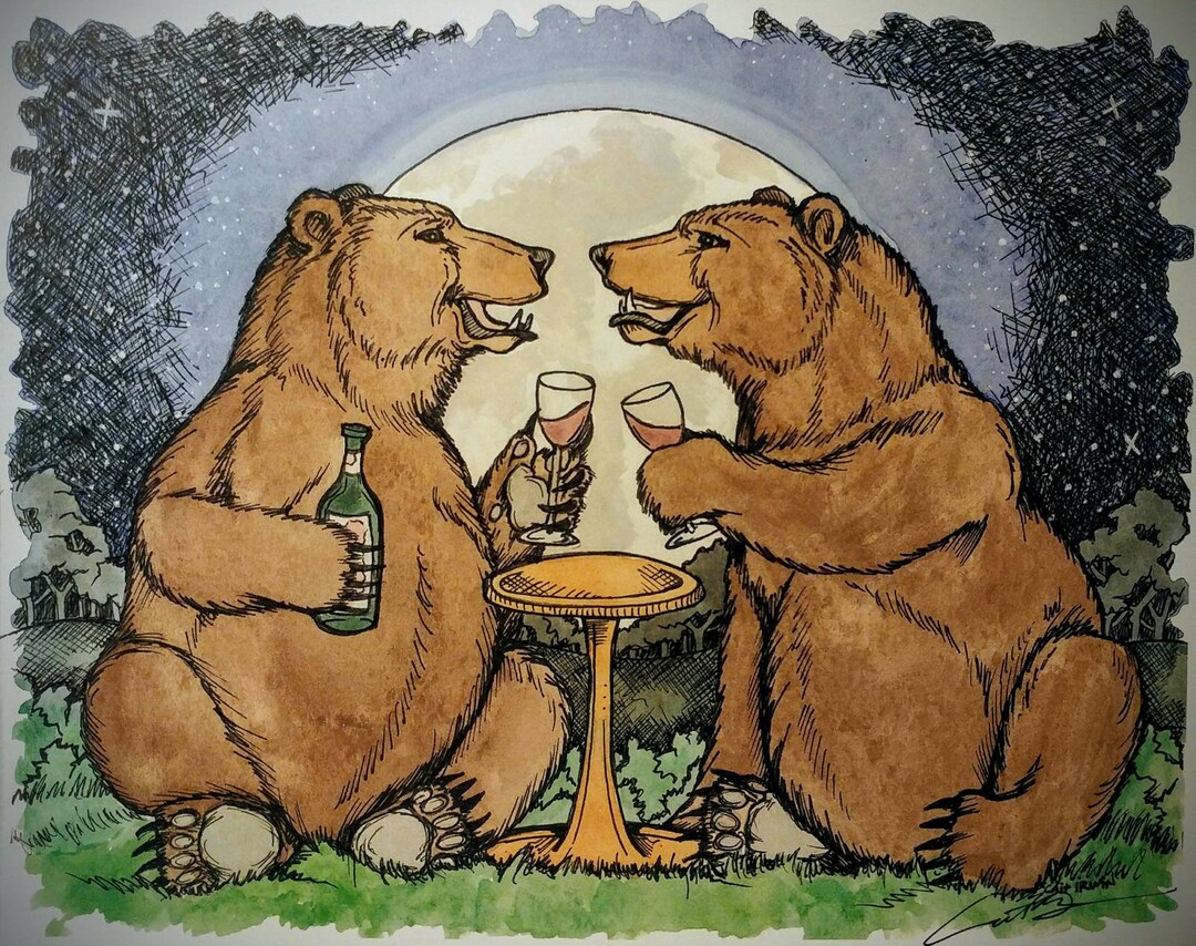 Art Print (UNFRAMED) Grizzly Date. 8x10 Inch. 110 Lb Paper. Bear Art ...