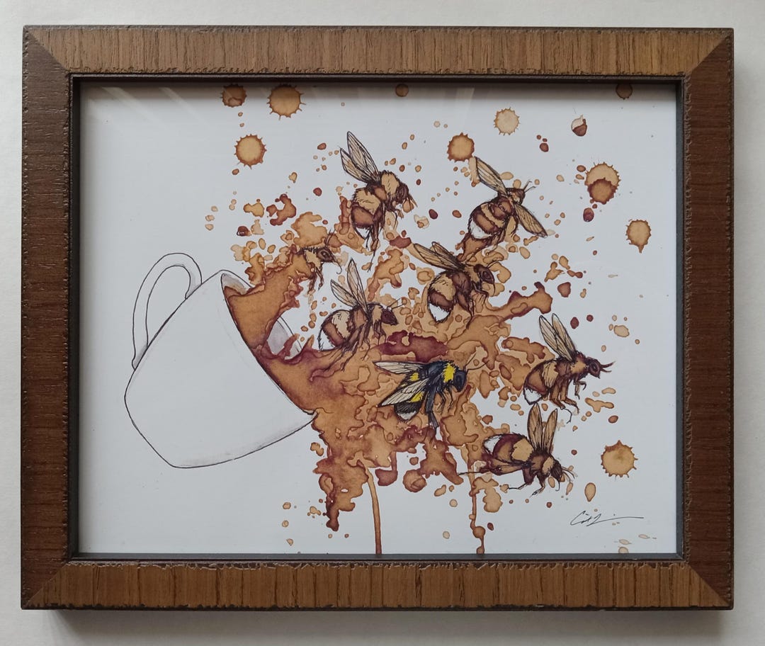 Coffee Bees Art Print, Signed Limited Edition, 8x10 Framed - Etsy