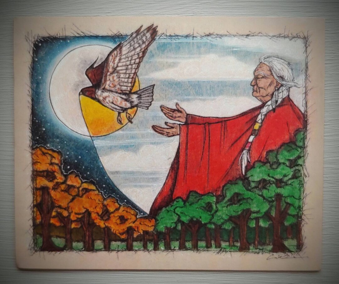 Magnet. Red-tailed Hawk Elder. Based on Original Art. 3x2.45 Inches ...