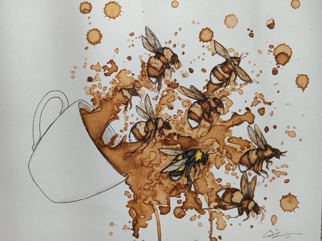 Art Print (UNFRAMED) Coffee Bees. 8x10 Inch Print. Signed, Limited ...