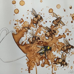 Coffee Bees Art Print, Signed Limited Edition (8x10 Inch) - Etsy