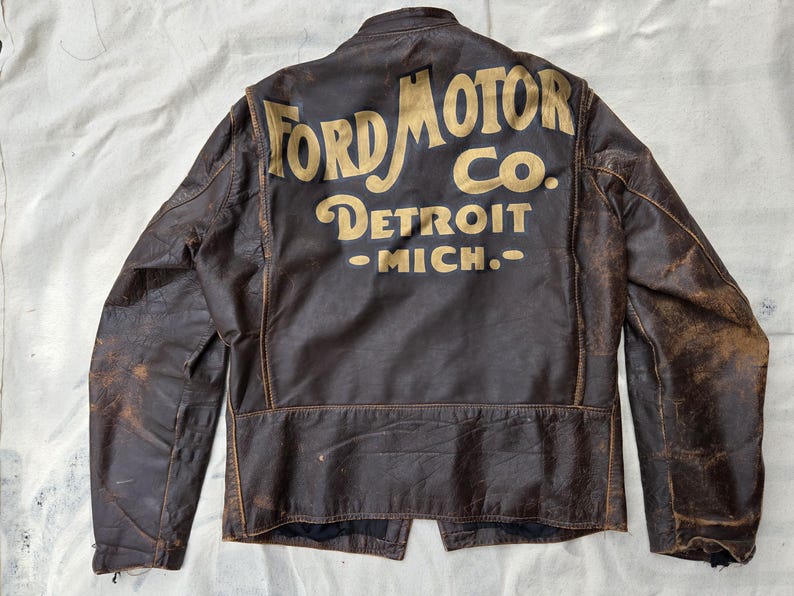 Vintage Brooks Leather Jacket Ford Motor Co - Etsy
