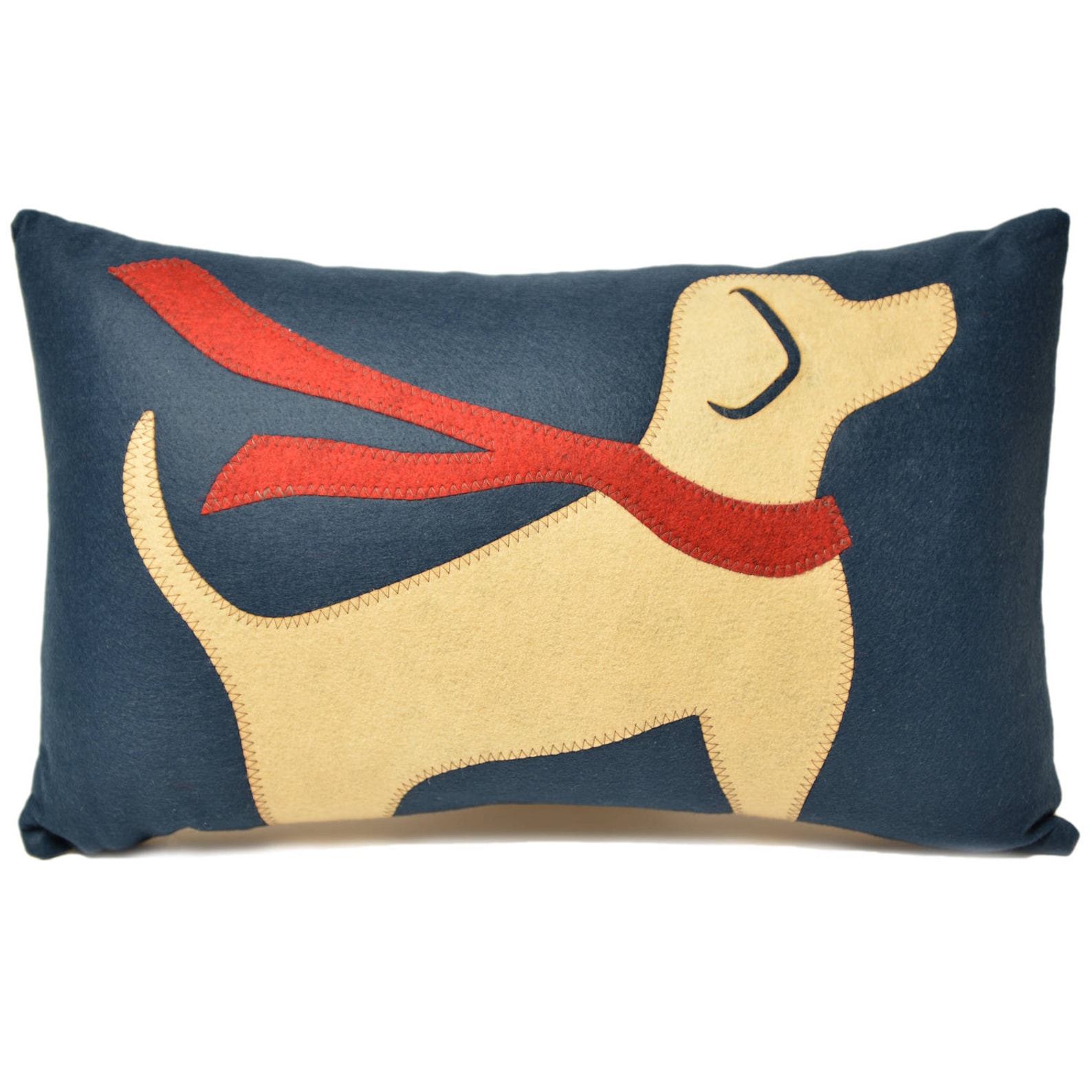 14x21 Yellow Labrador Pillow, Yellow Lab, Red Scarf, Winter Dog Pillow ...