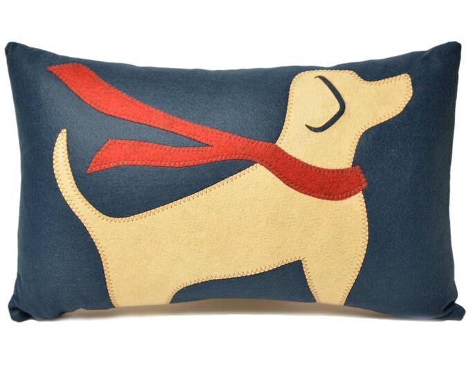 14x21 Yellow Labrador Pillow Yellow Lab Red Scarf - Etsy