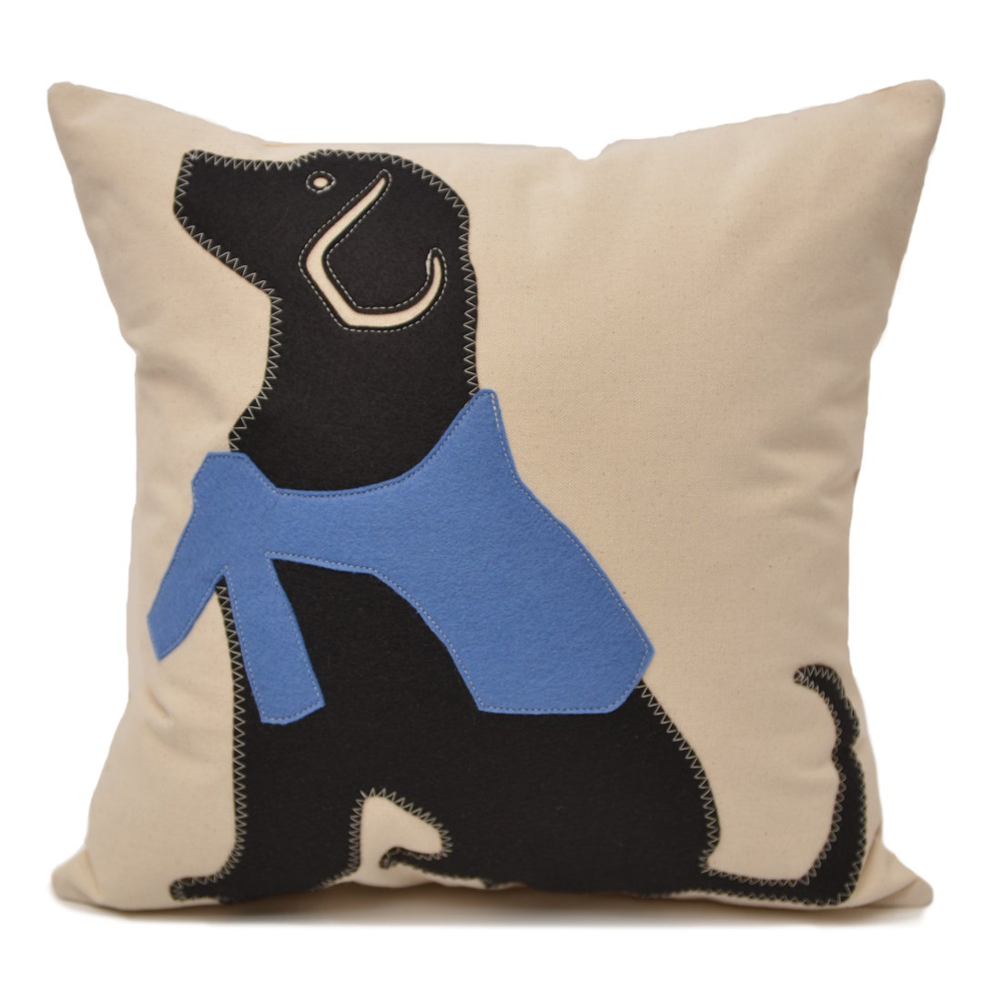 18" Preppy Black Labrador Pillow With Sweater, Summer - Etsy