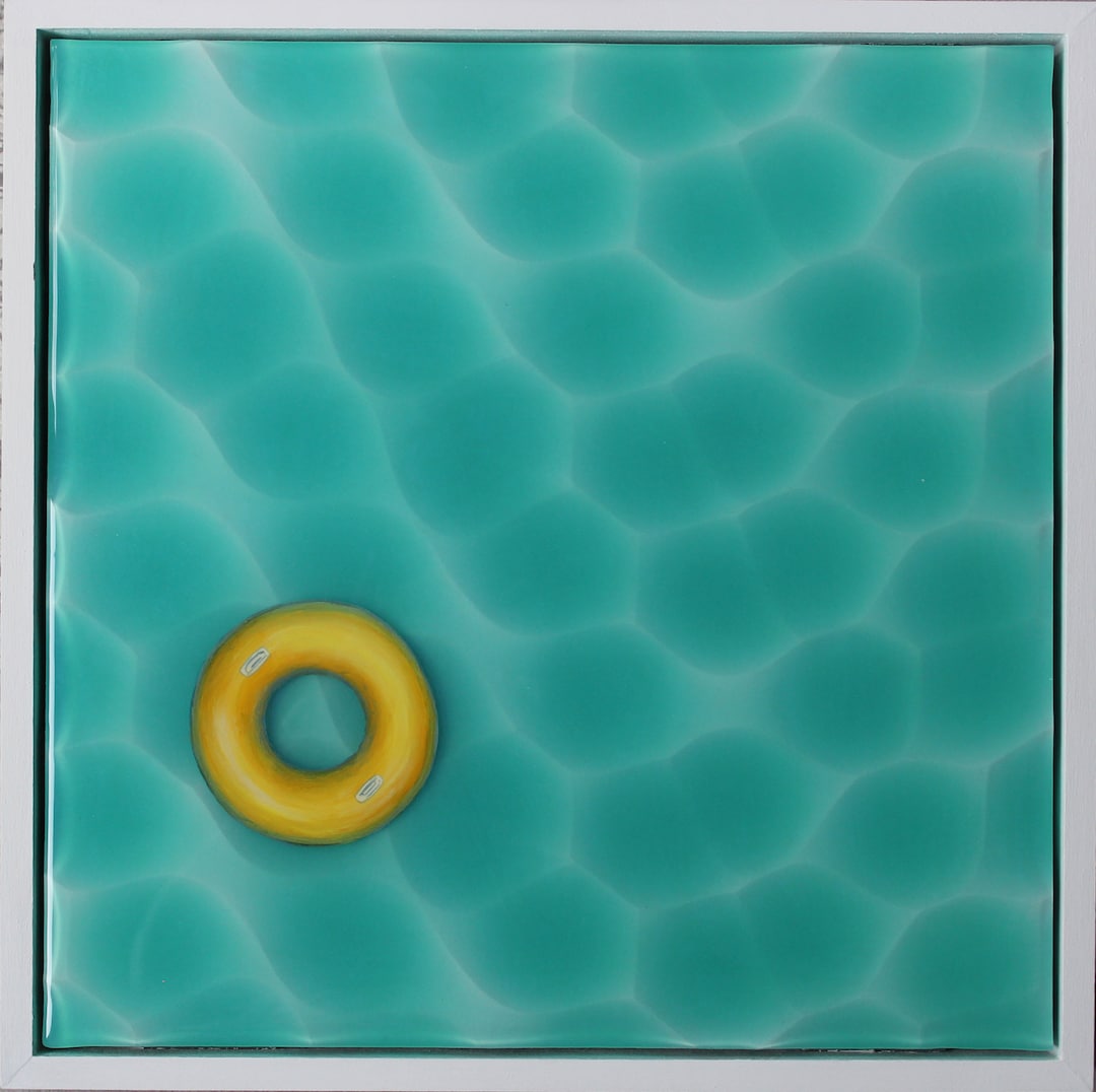 Pool Daze - 16" X 16" Resin Pool Float Painting - Framed - Etsy