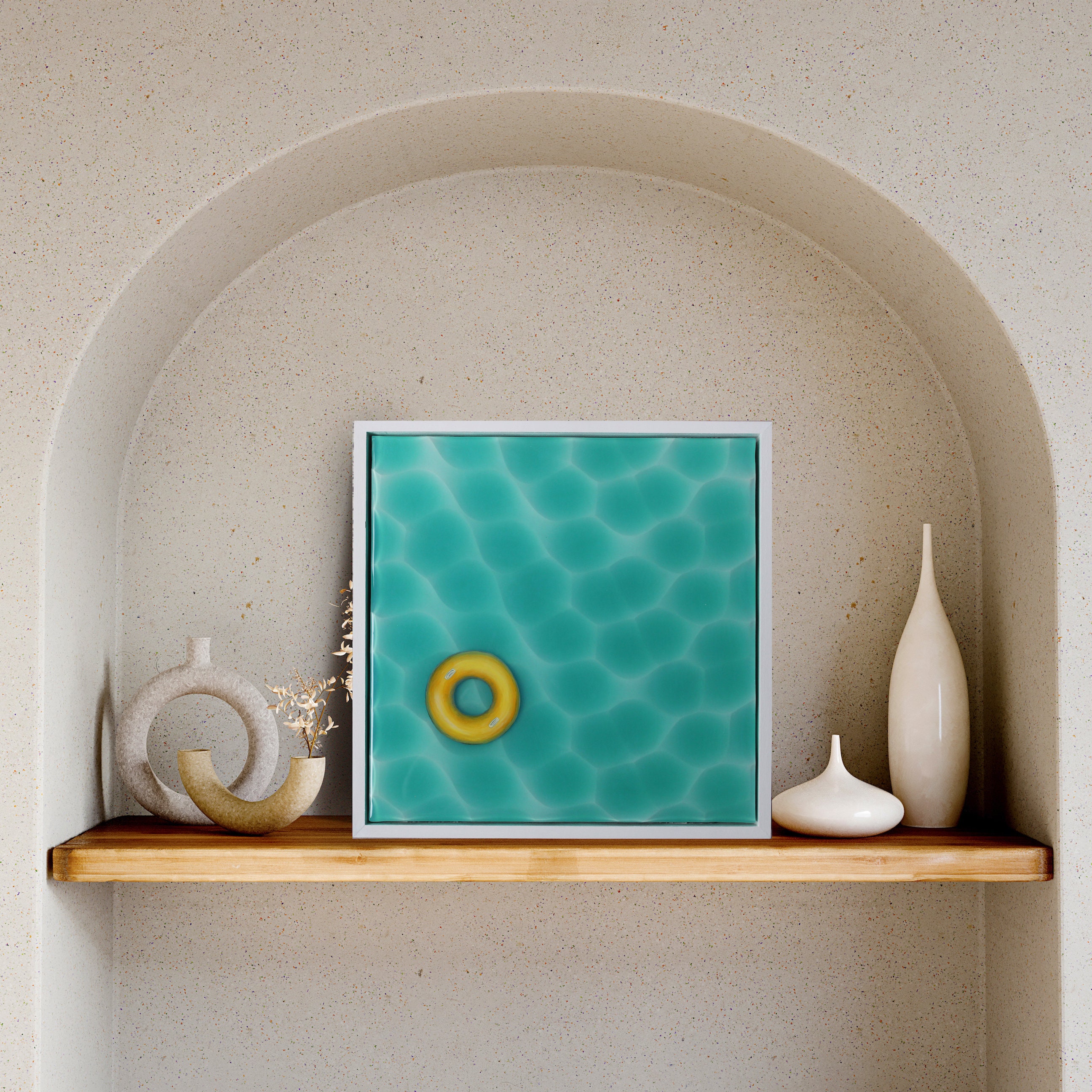 Pool Daze - 16" X 16" Resin Pool Float Painting - Framed - Etsy